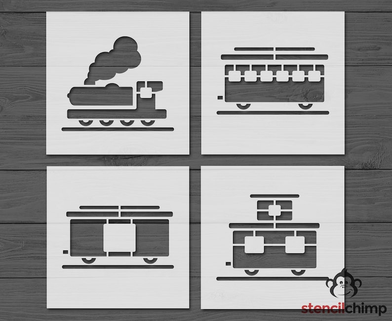 Train Stencil Bundle, Steam Engine, Box Car, Passenger and Caboose ...