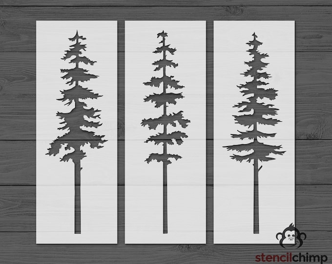 Stencil, Skinny Tree Stencil Bundle, Tree Stencil Bundle, Christmas ...