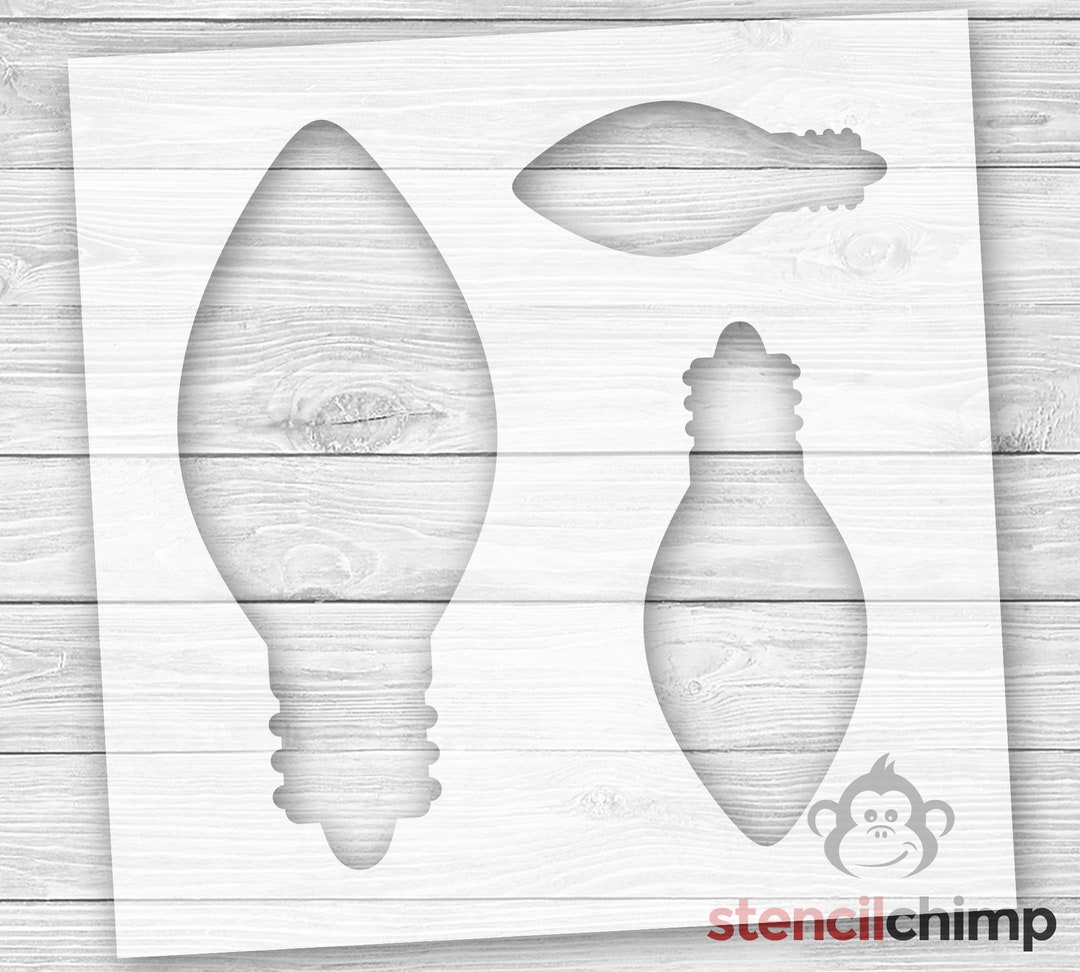 Christmas Light Bulb Stencil | Christmas Lights Stencil | Bulbs Stencil ...