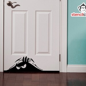 Peeking Monster Decals | Mean or Friendly Decal | Perfect for Doors! - Etsy
