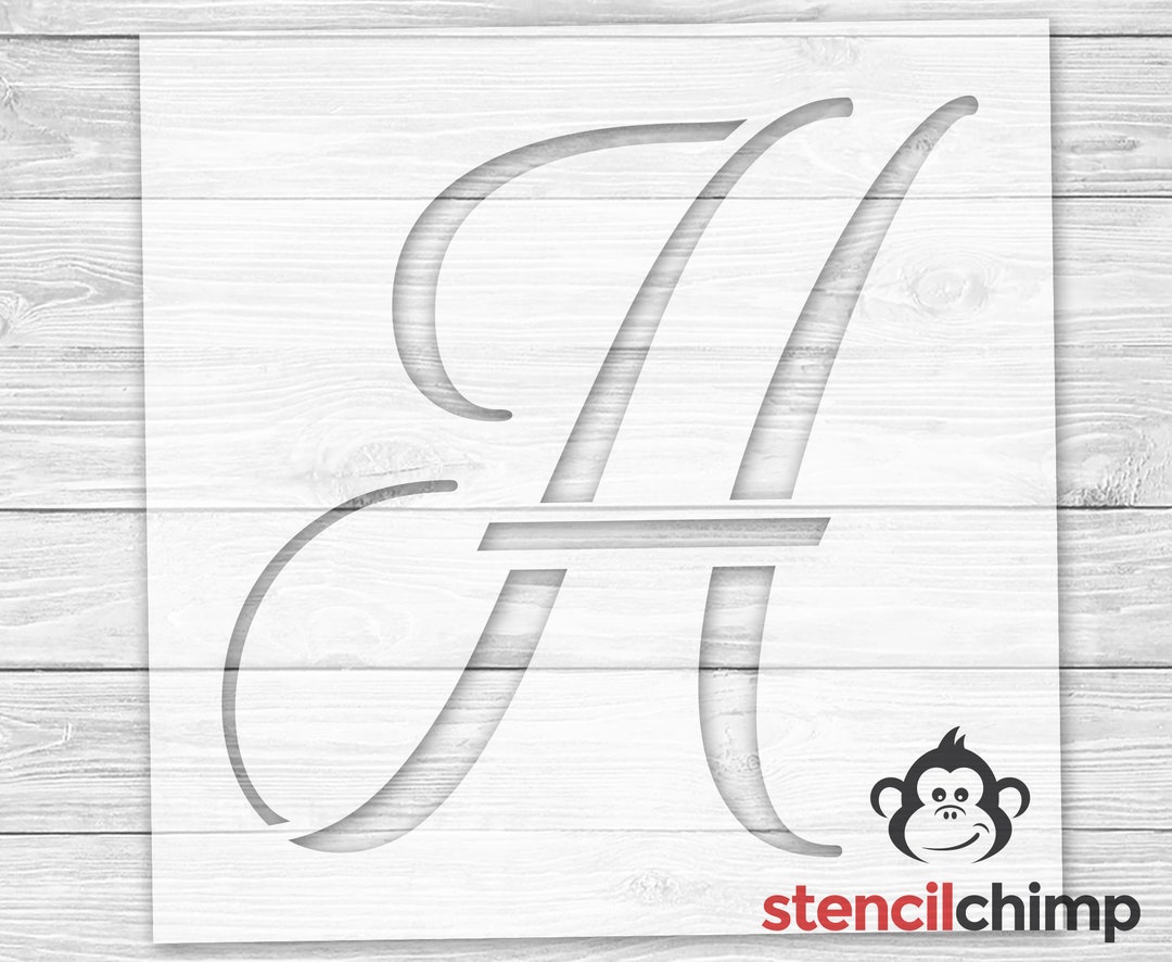 Letter H Stencil for Sign, Script Letter Stencil, Monogram Letter ...