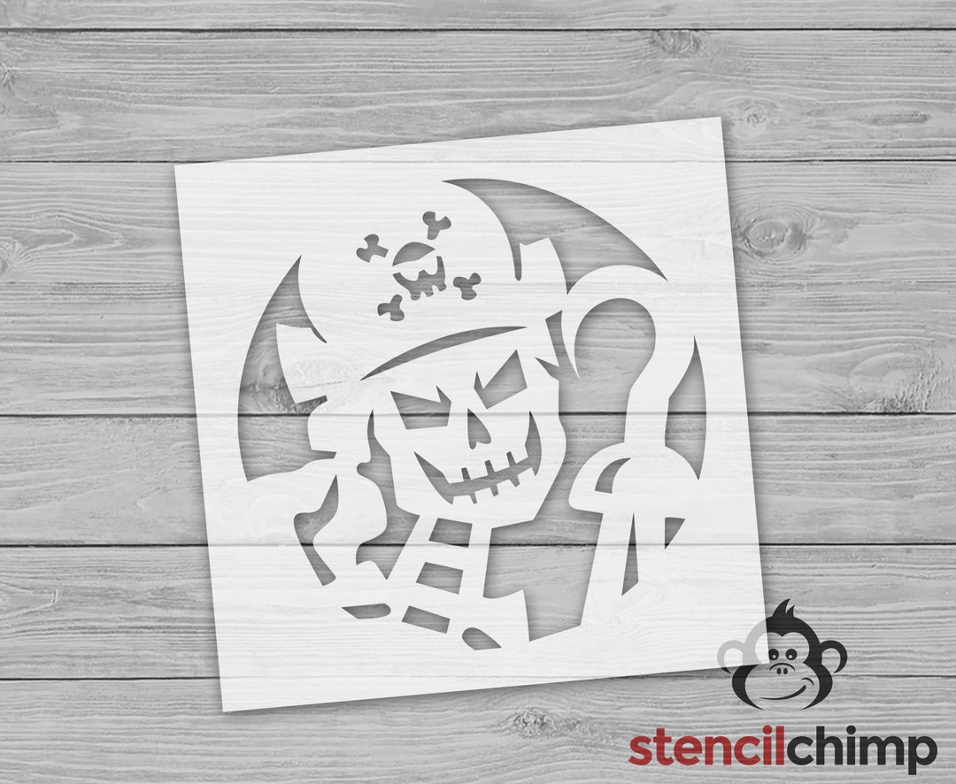 Cartoon Pirate Stencil, Pirate Pumpkin Carving Stencil, DIY Playful ...