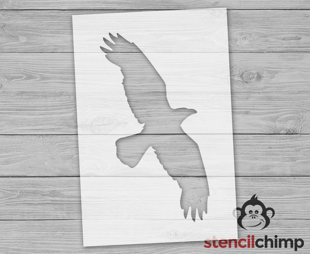 Flying Crow Stencil, DIY Art Stencil, Bird Stencil for Kids Room, Flying Bird Stencil, Wall Art ...