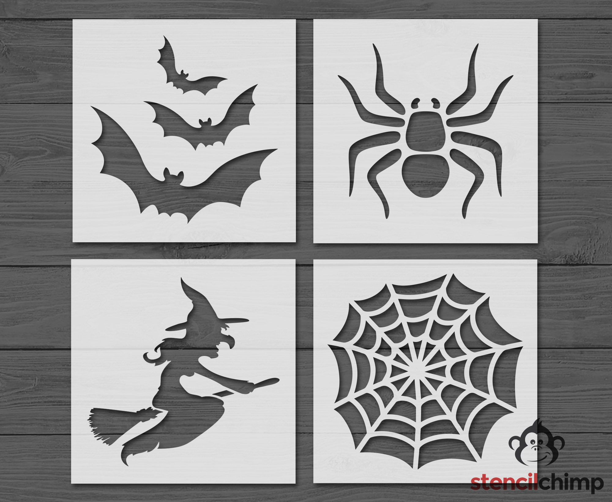 Halloween Stencil Bundle Bat Stencil Witch Stencil Spider - Etsy