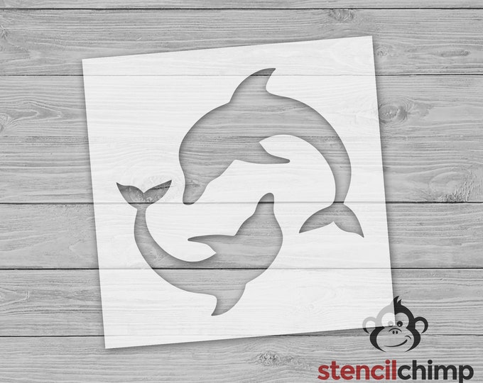 Dolphin Circle Stencil Beach Stencil Summer Stencil Dolphin Stencil Two ...