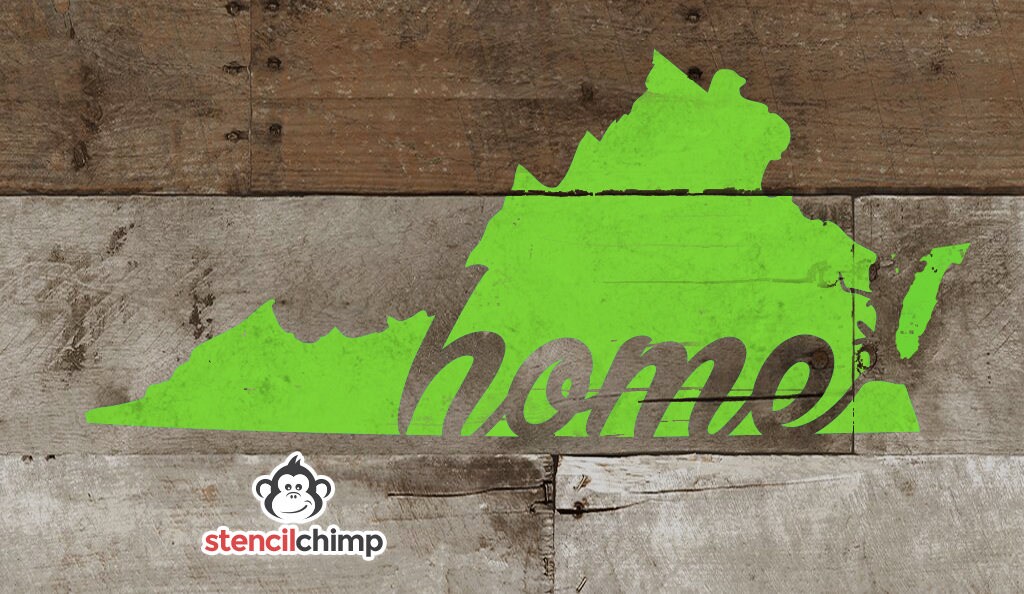Stencil, Home is in Virginia | VA State Stencil | Virginia Stencil for ...