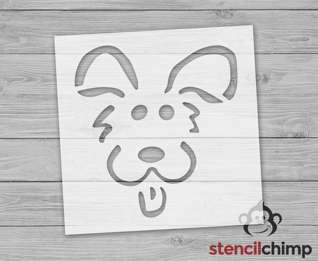 Cute Cartoon Dog Face Stencil, Animal Stencil, Stencil of a Happy Dog With Tongue Out, Animal ...