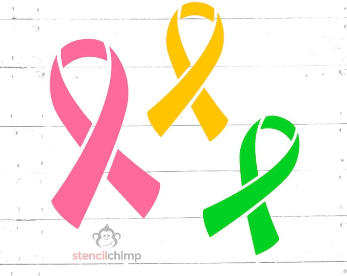 Cancer Ribbon Stencil | Breast Cancer Awareness Stencil | Childhood ...