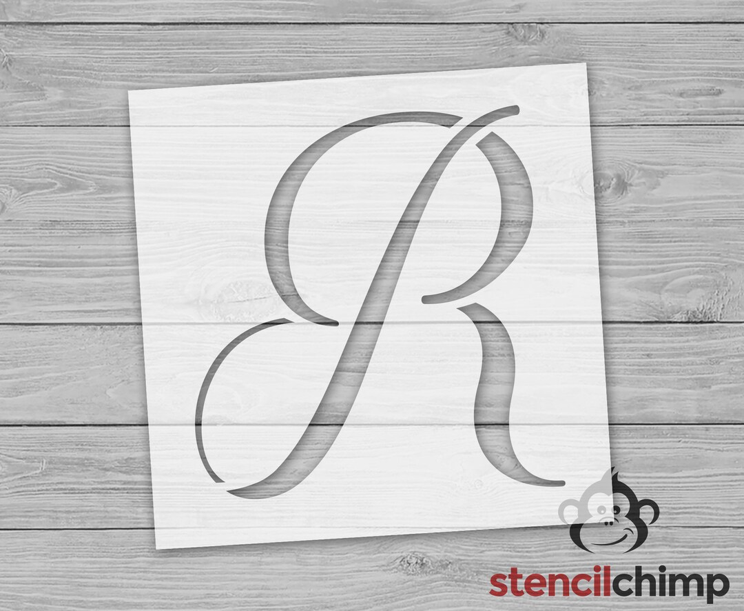 Letter R Stencil for Sign, Script Letter Stencil, Monogram Letter ...
