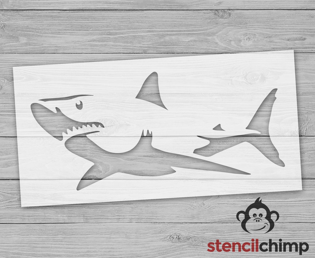 Great White Shark Stencil, Swimming Shark, Beach Decor Stencil for ...