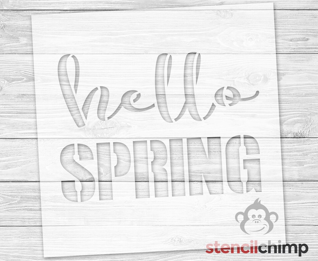 Hello Spring Stencil | Spring Stencil | Hello Stencil | Seasons Stencil ...