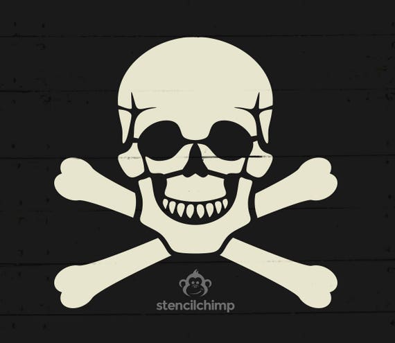 Cute Skull And Crossbones Stencil