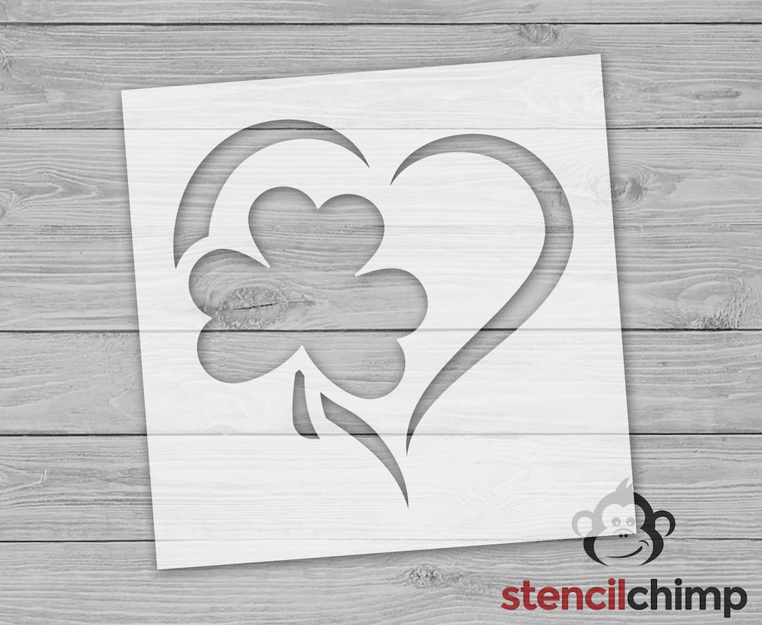 Hand Painted Heart Stencil With a Clover Shape - Perfect for Wood Signs ...
