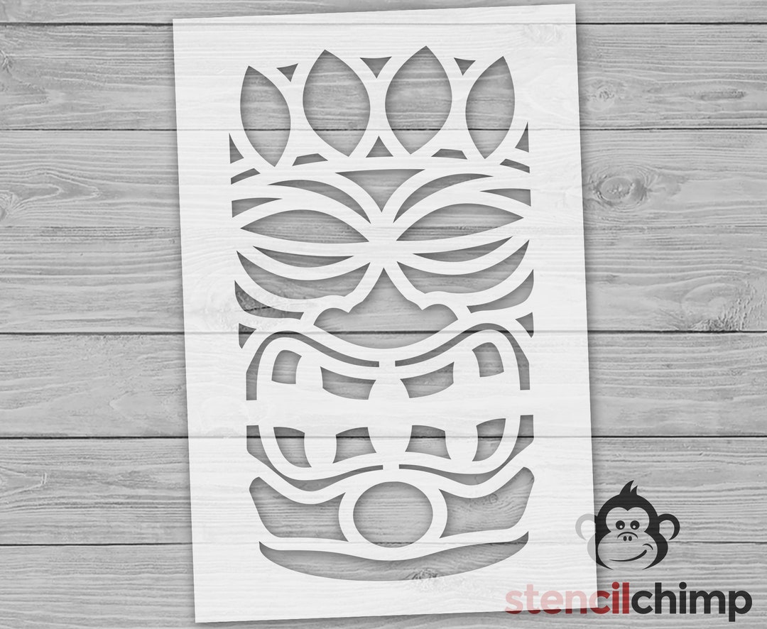 Stencil, Tiki Mask Stencil, Island Stencil, Polynesian Stencil, Wooden Tiki, Hawaiian Stencil ...