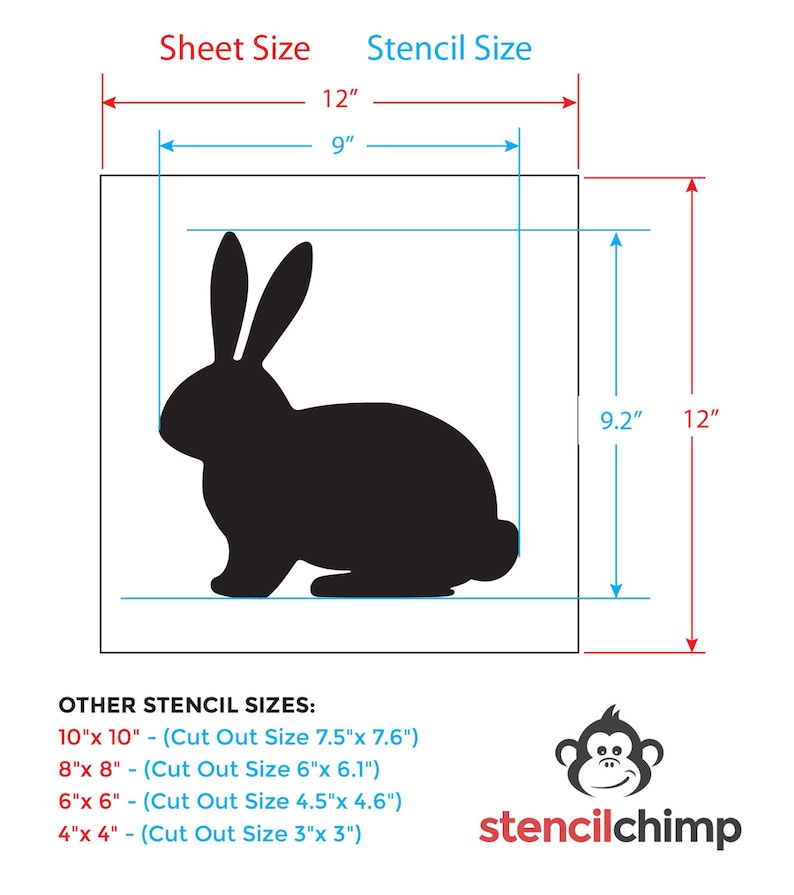 Easter Stencil | Bunny Rabbit Stencil | Sitting Bunny Stencil | Rabbit ...