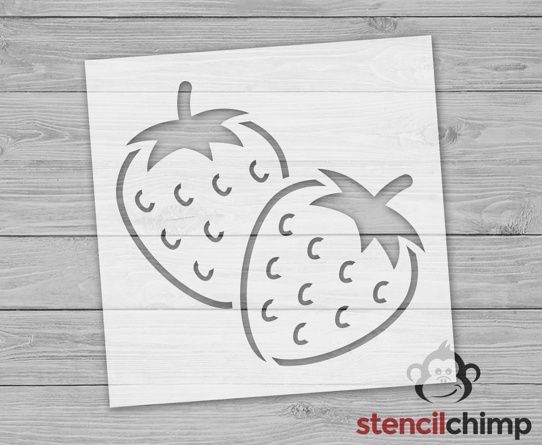 Strawberry Stencil for Garden Sign, 2 Strawberries Outline, Fruit ...