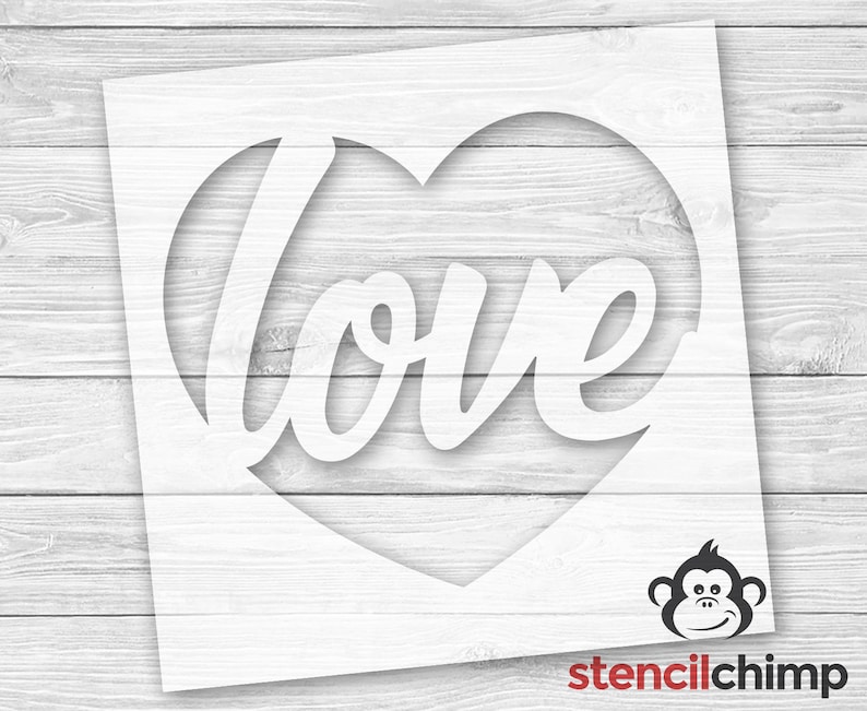 Heart Stencil | Love Stencil | Love Script Stencil | Valentine Stencil ...