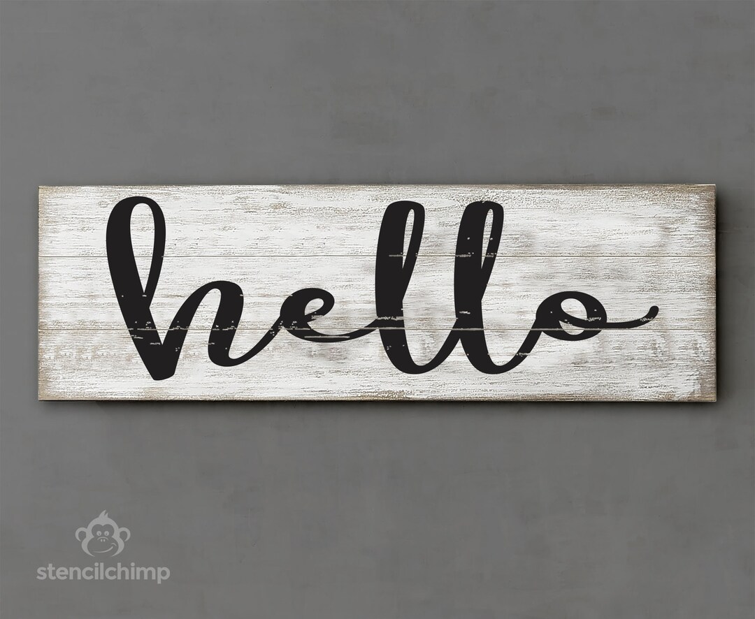 Hello Stencil | Farmhouse Stencil | Mantel Stencil | Kitchen Art ...