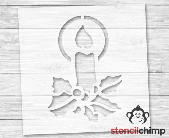 Christmas Candle Winter Stencil Christmas Stencil Winter - Etsy
