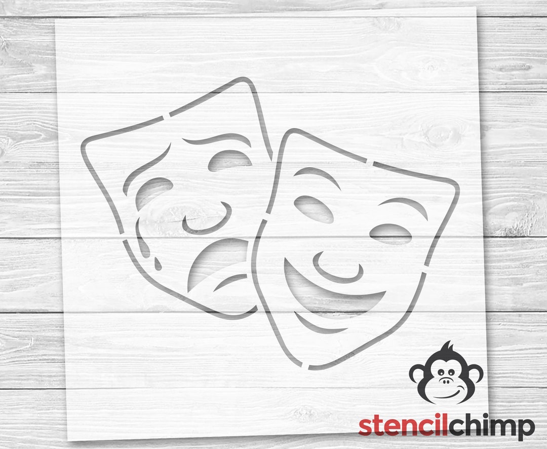 Theater Mask Stencil, Drama Stencil, Thalia and Melpomene Stencil ...
