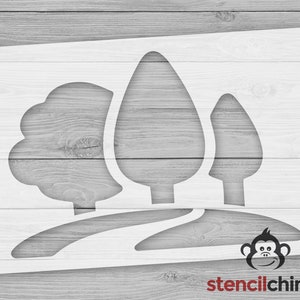 Stencil, Trees With a Walking Path Stencil, Winding Road Into the Woods ...