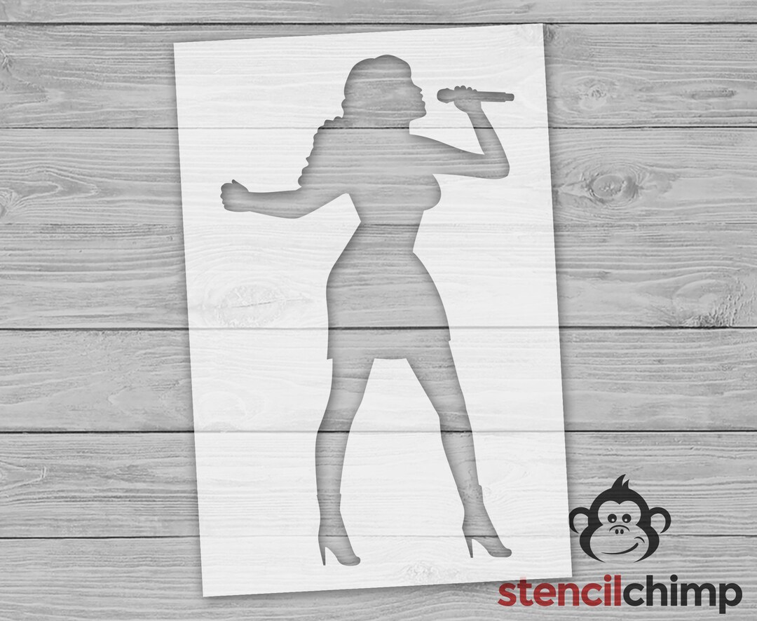 Female Singer Stencil for Painting, DIY Music Artist Silhouette Stencil ...