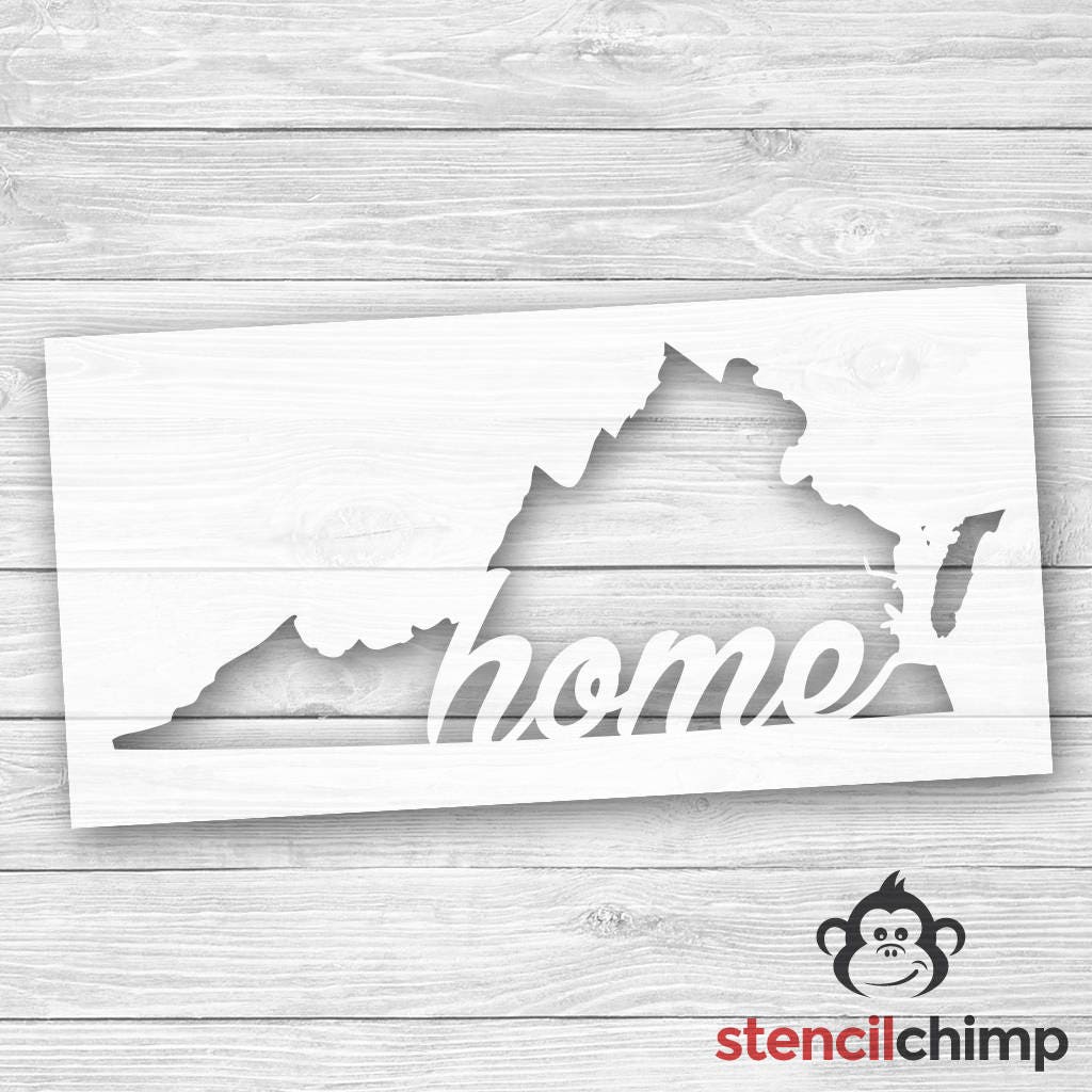 Stencil, Home is in Virginia | VA State Stencil | Virginia Stencil for ...