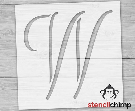 Letter W Stencil for Sign Script Letter Stencil Monogram | Etsy