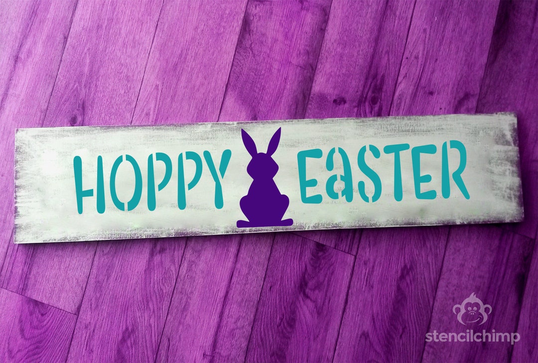 Easter Stencil | Hoppy Easter Stencil | Bunny Stencil | Easter Bunny Stencil | DIY Art Stencil ...