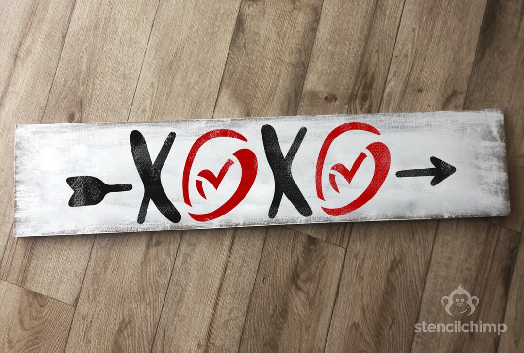 Valentine's Day Stencil | XOXO Stencil | XOXO With Arrow | Cupid's ...