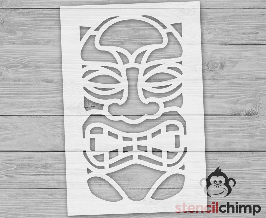 Stencil, Tiki Mask Stencil, Island Stencil, Polynesian Stencil, Wooden Tiki, Hawaiian Stencil ...