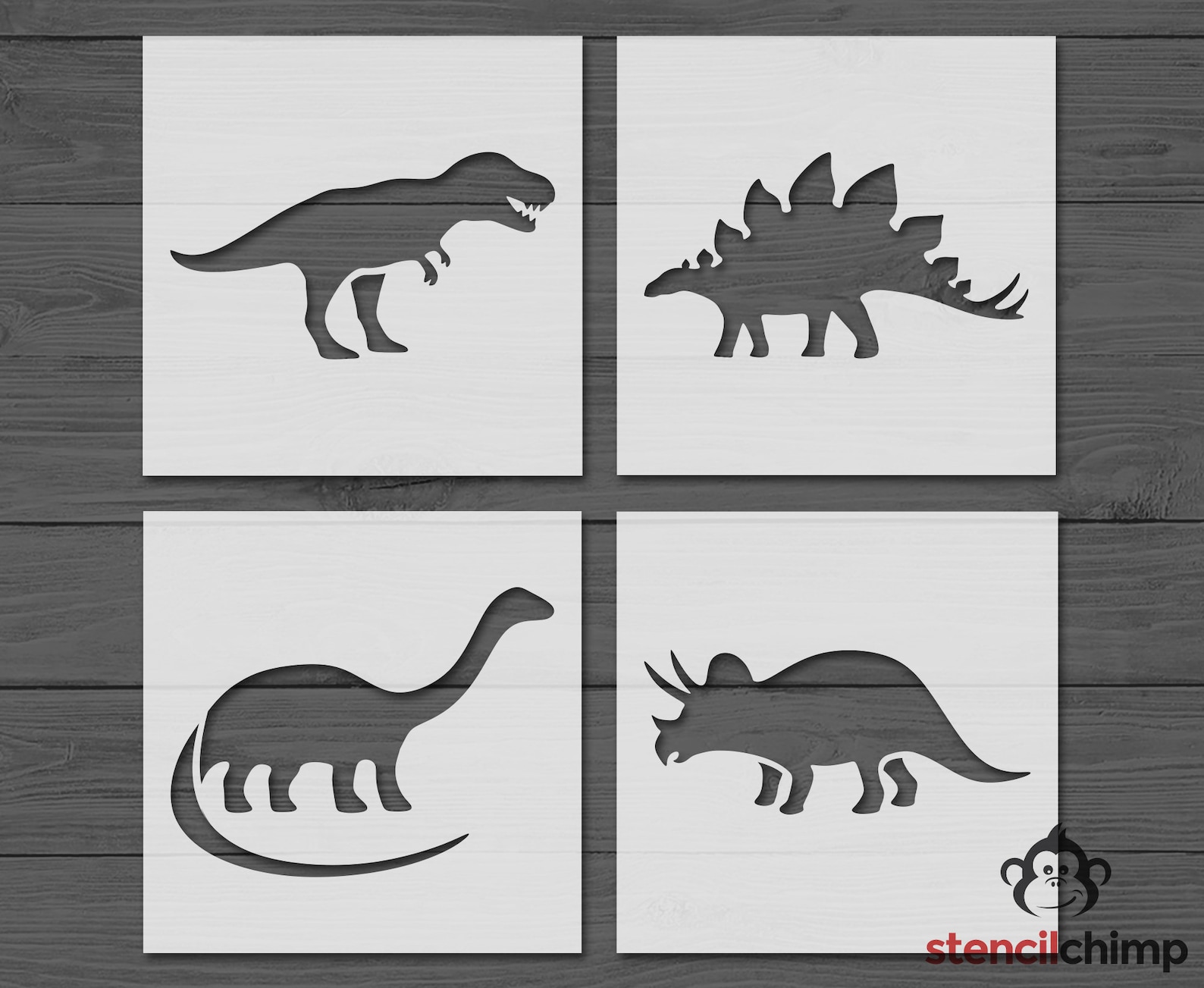 Dinosaur Stencil Bundle T-rex Stegosaurus Triceratops - Etsy