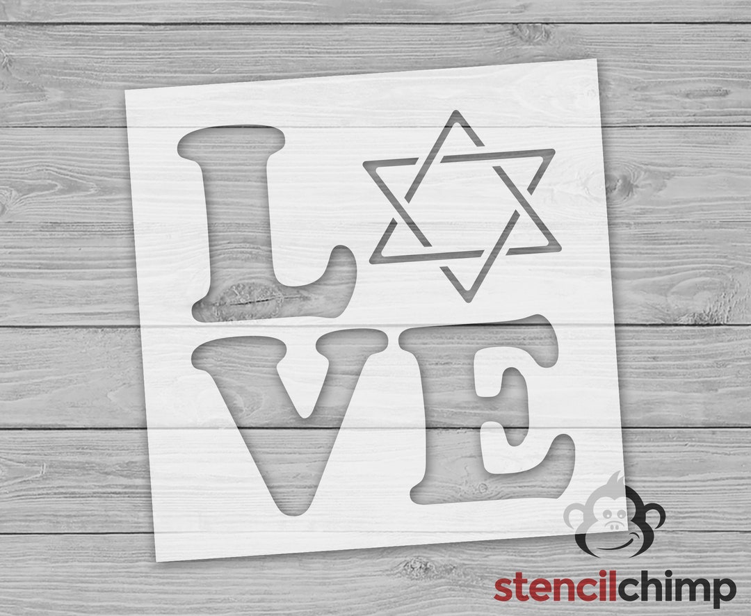 Vintage Love Star of David Stencil for Wood Sign, Jewish Stencil for ...