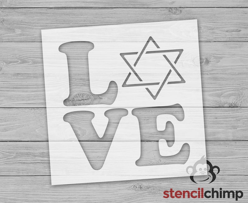 Vintage Love Star of David Stencil for Wood Sign, Jewish Stencil for ...