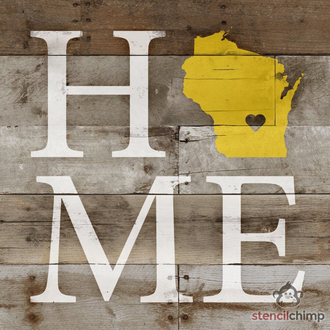Stencil, Wisconsin Home Stencil | Wisconsin Stencil for DIY Pallet Art ...