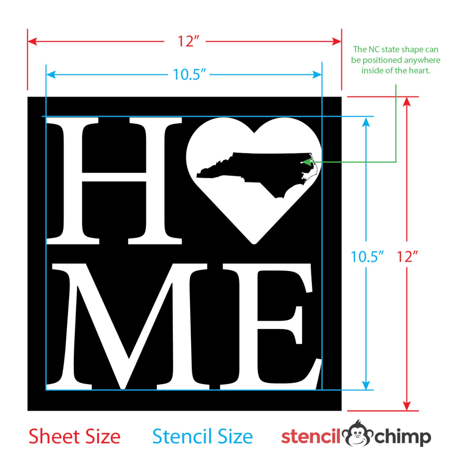 North Carolina Stencil | Love Your Home State Stencil | Home Stencil ...