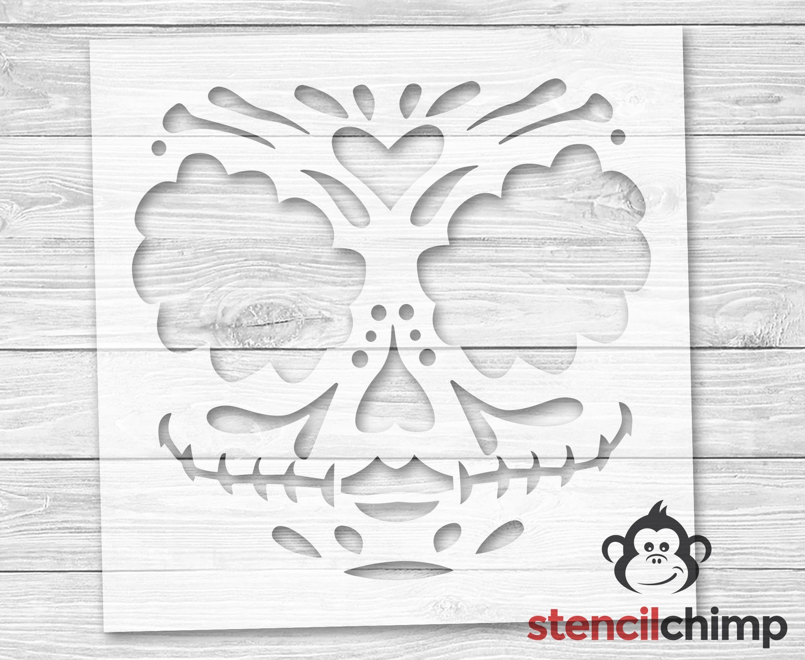 Sugar Skull Stencil, Dia De Los Muertos Stencil, Mexican Calavera Skull ...