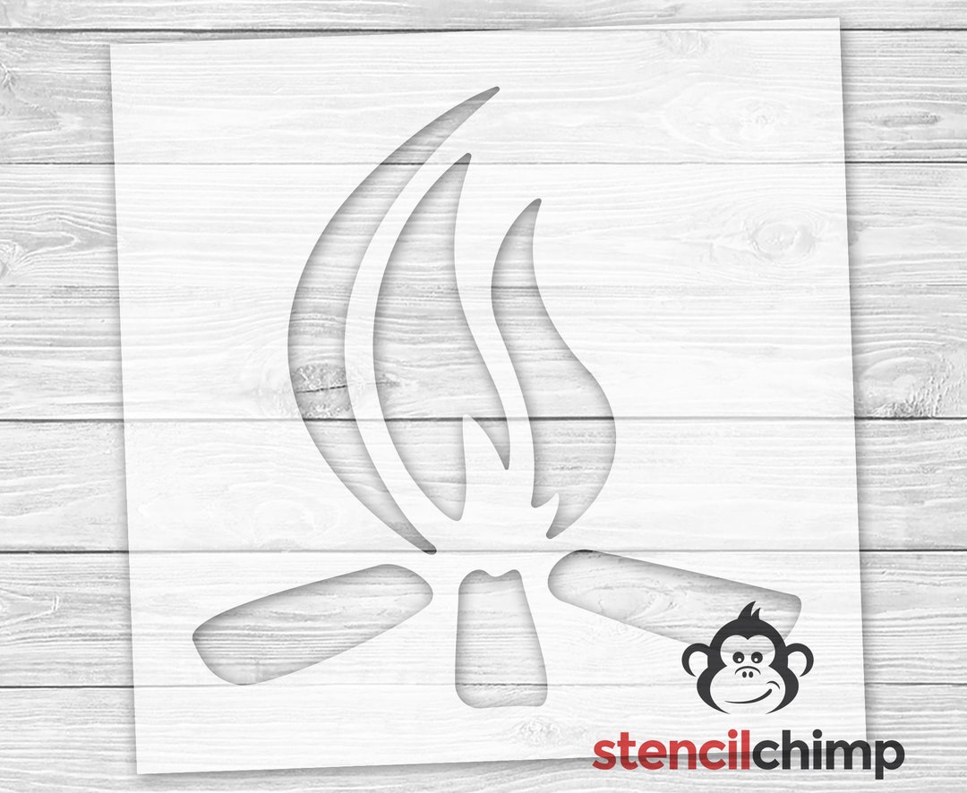 Campfire Stencil, Flame Stencil, Simple Hot Fire Camping Stencil ...