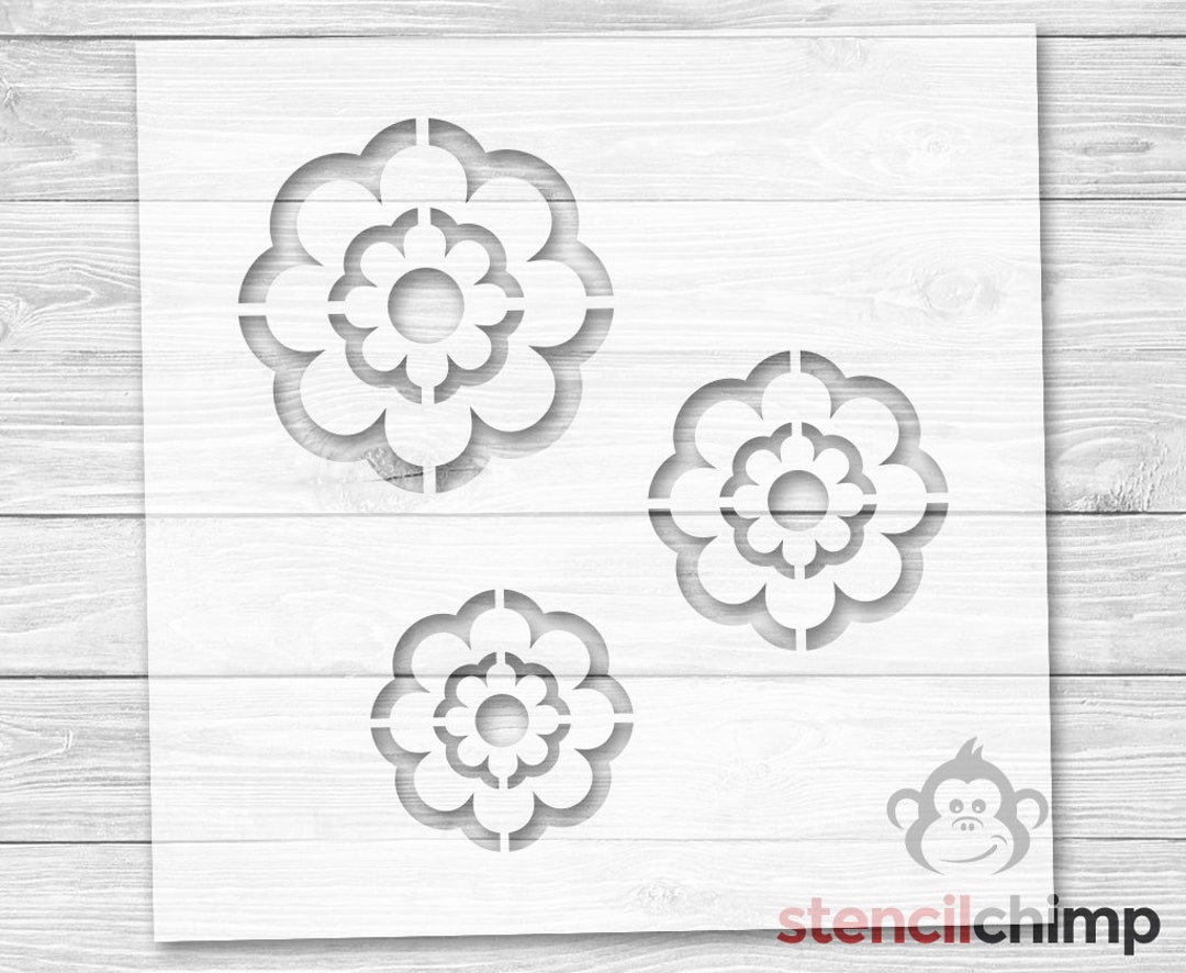 Flower Stencil | 3 Flowers Stencil | Flower Decor | Garden Stencil ...