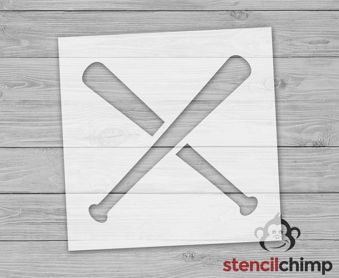 Baseball Bats Crossed Stencil, Stencil for Sport Sign Stencil, Baseball ...