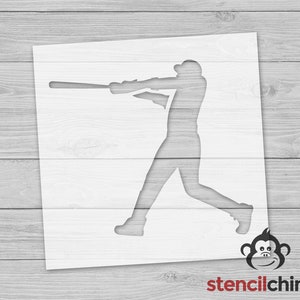 Baseball Player Stencil for Kids Room, Sports Stencil, Batter Swinging ...