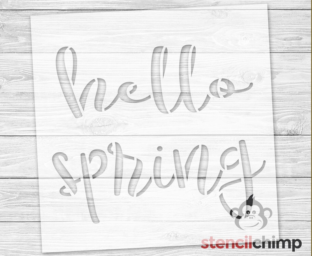 Hello Spring Stencil, April Showers Stencil, Hello Stencil for Door ...