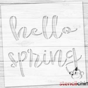 Hello Spring Stencil, April Showers Stencil, Hello Stencil for Door ...