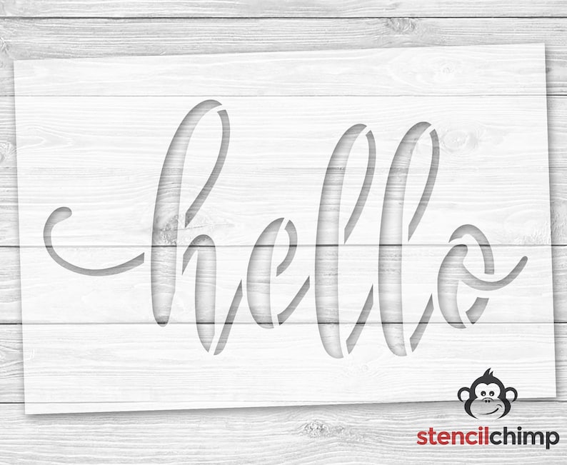 Script Hello Stencil, Porch Stencil, Farmhouse Stencil, Welcome Stencil ...