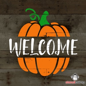 Welcome Pumpkin Stencil, Pumpkin Stencil, Welcome Stencil for Fall ...