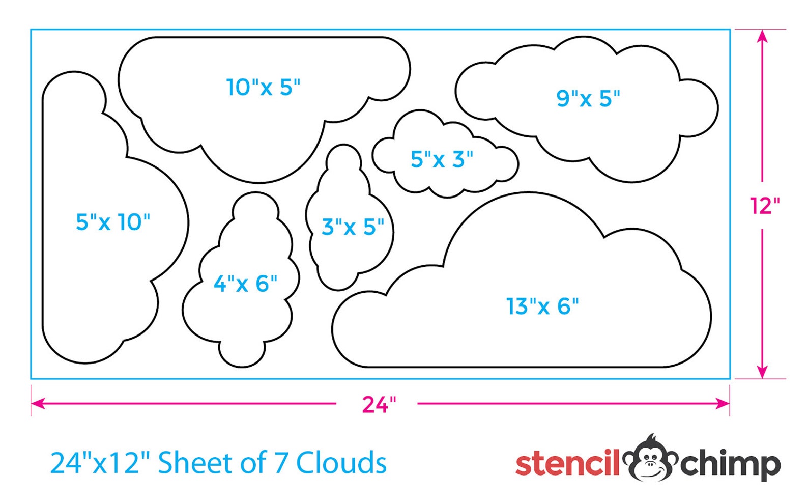 Cloud Decals Set of 7 Various Sizes Cloud Decals for | Etsy