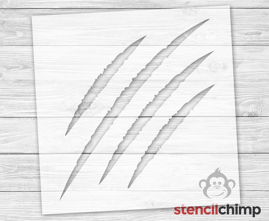 Scratch Marks Stencil | Monster Scratch Stencil | Tiger Scratch Stencil ...