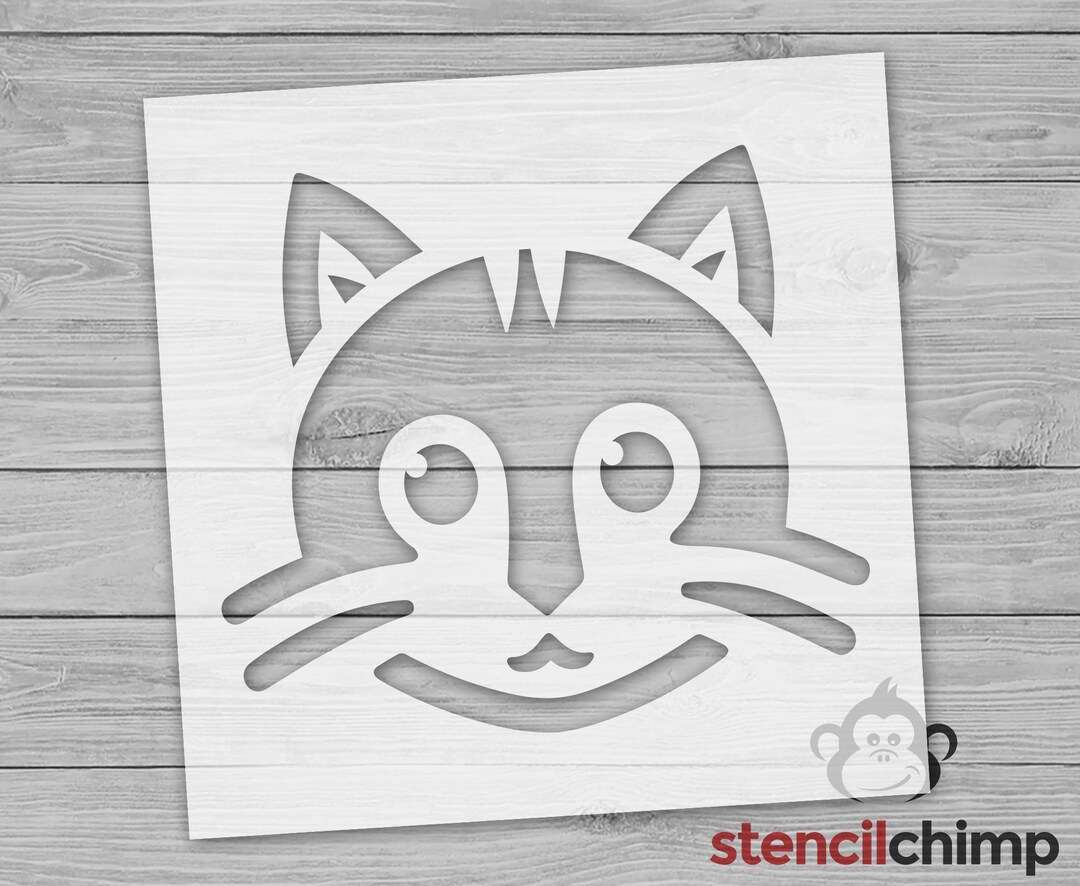 Cute Cartoon Cat Face Stencil, Animal Stencil, Stencil of a Happy Cat Smiling, Animal Lover ...