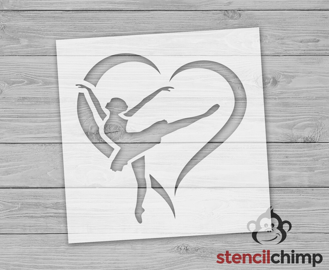 Hand Painted Heart With Ballerina Stencil for Wood Sign, Flowing Heart ...