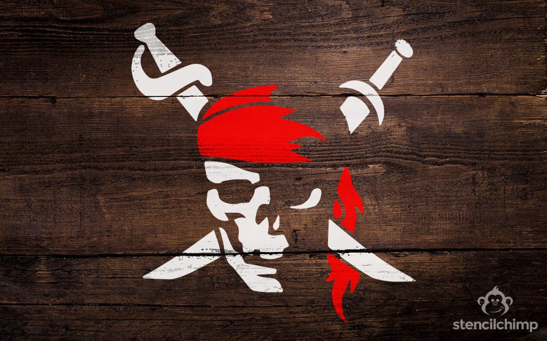 Pirate Flag Stencil | Skull and Crossbones Stencil | Skull Stencil | DIY Art for Halloween ...